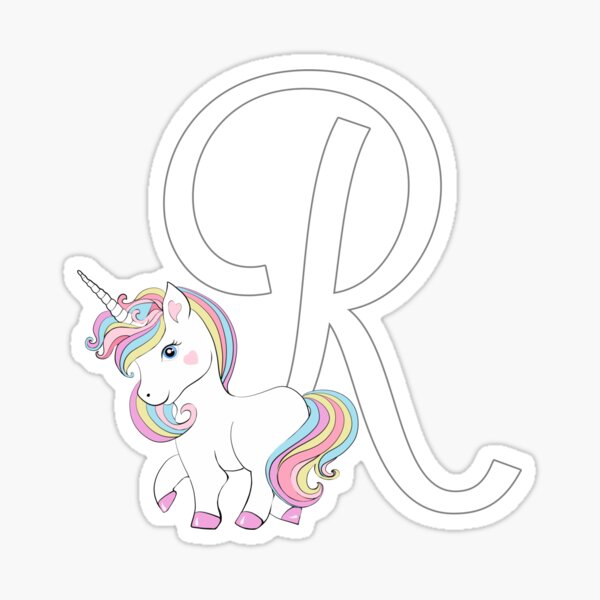 "Unicorn,letters,a,b,c,personalised gift ideas .Letter R." Sticker for ...