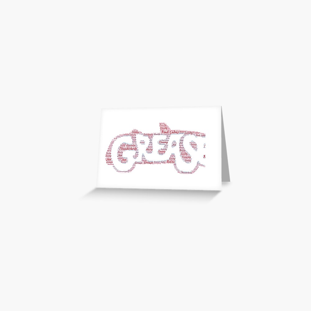 "Grease Word Cloud" Greeting Card for Sale by carlamiller8 | Redbubble