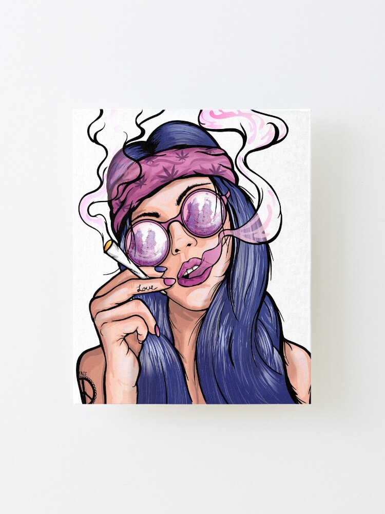 "Hippy Stoner Girl" Mounted Print for Sale by Bluecherryuk | Redbubble