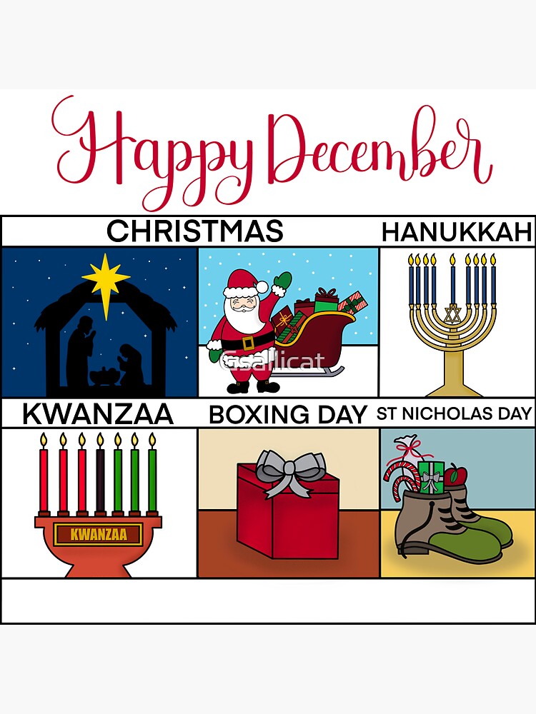 "Happy December Holiday Christmas, Hanukkah, Kwanzaa, Boxing Day, St ...