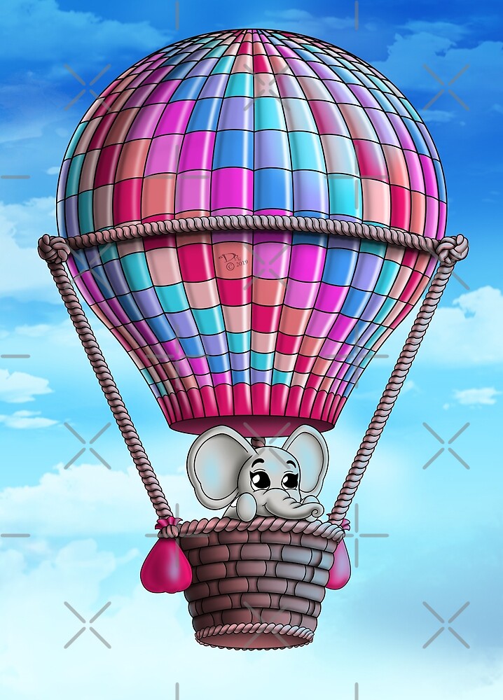"Elephant and Hot Air Balloon" by treasured-gift | Redbubble