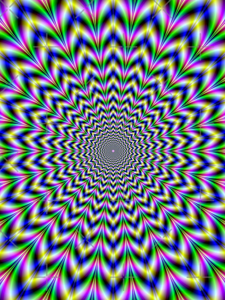 "Cool Psychedelic Pulse in Green Blue Yellow and Pink" T-shirt for Sale ...