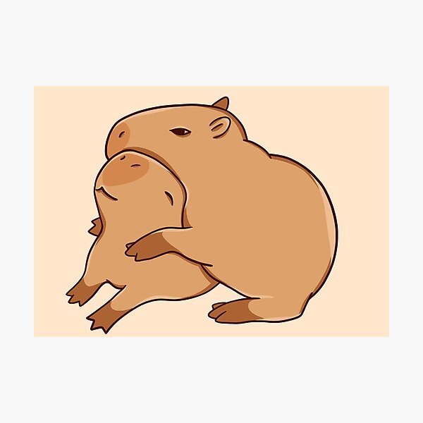 "Hugging Capybaras" Photographic Print for Sale by manydoodles | Redbubble