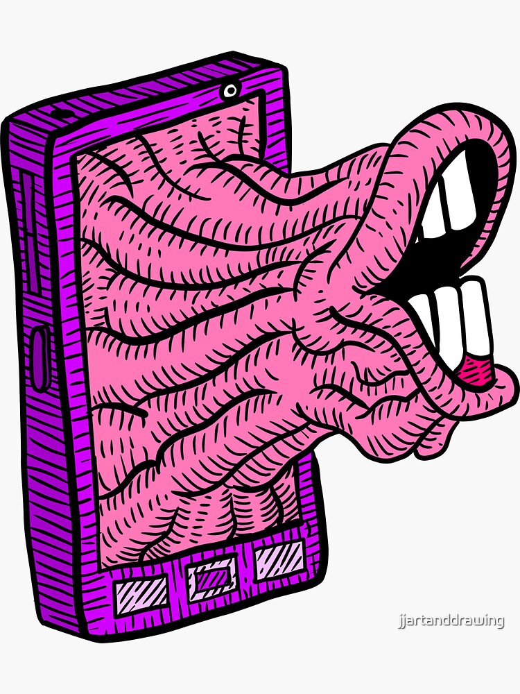 "phone monster. creepy smartphone artwork." Sticker for Sale by ...