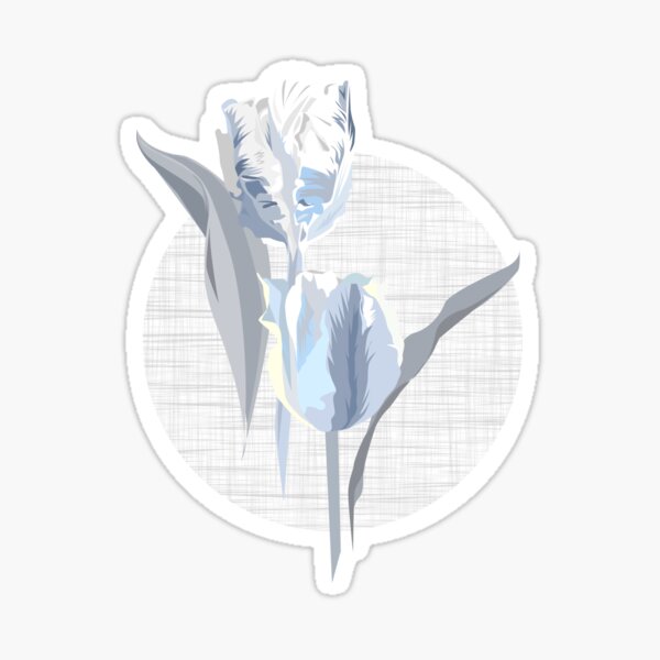 "Parrot tulips gray / blue on linen texture" Sticker for Sale by ...
