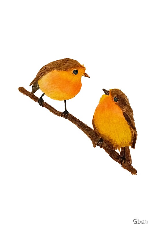 "Two Robins on a branch" by Gben | Redbubble
