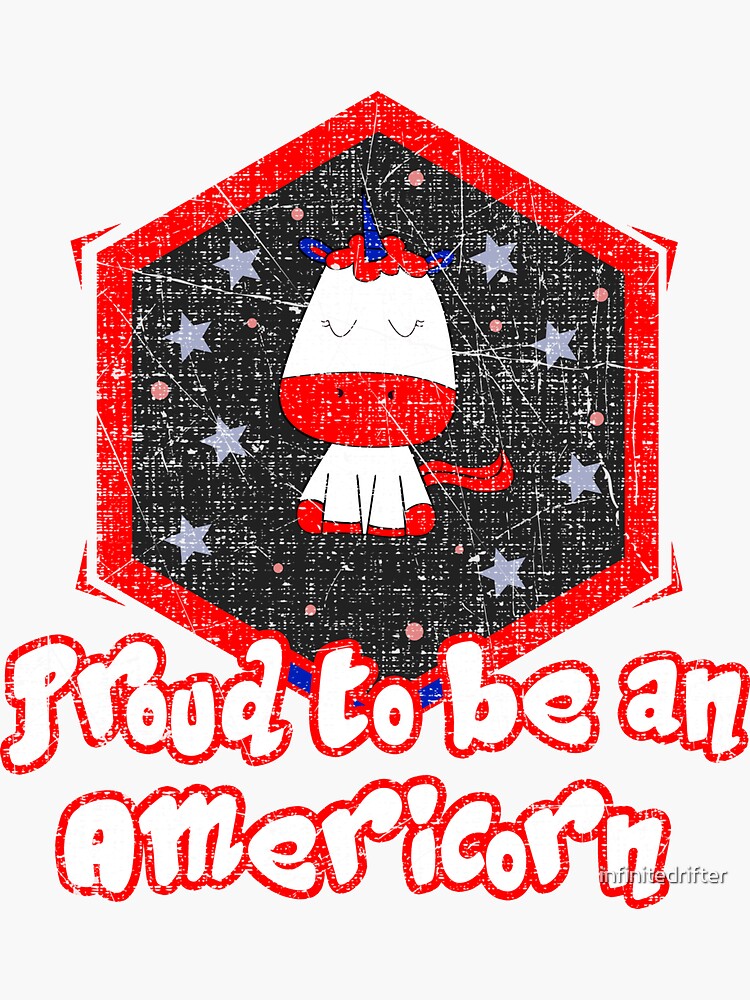 "Cute Proud to Be an Americorn Unicorn Patriotic 4th of July" Sticker ...