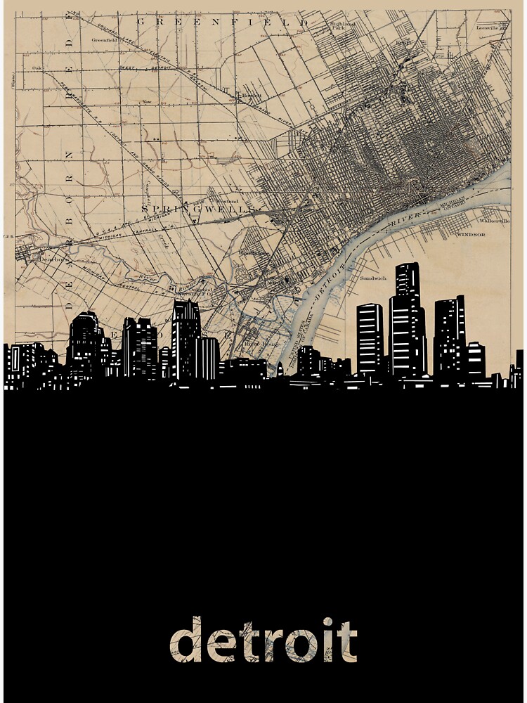 "detroit skyline" Sticker by BekimART | Redbubble