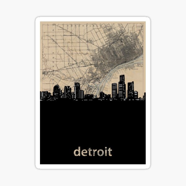 "detroit skyline" Sticker by BekimART | Redbubble