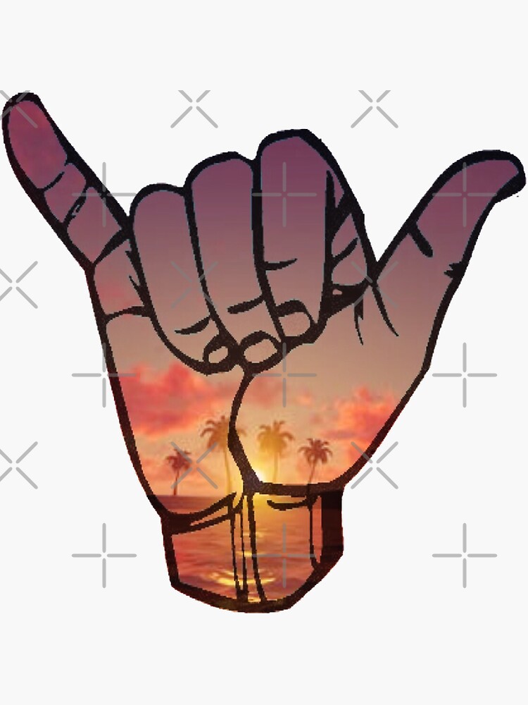 "Palm tree sunset shaka " Sticker by ouatisworld | Redbubble