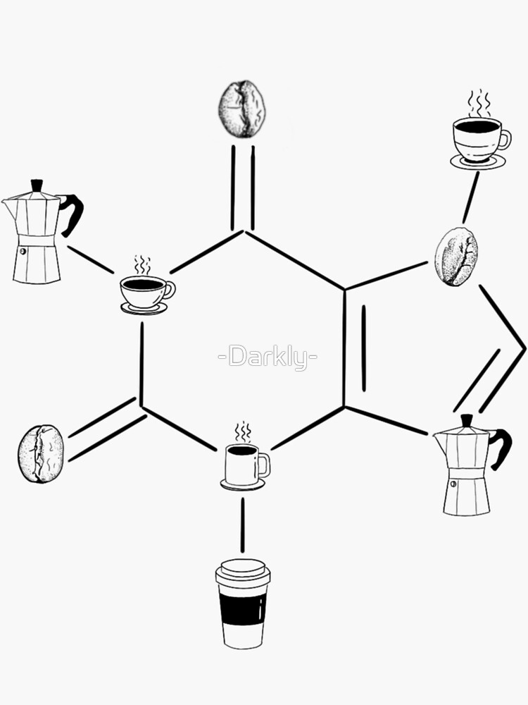 "Coffee molecule " Sticker for Sale by -Darkly- | Redbubble