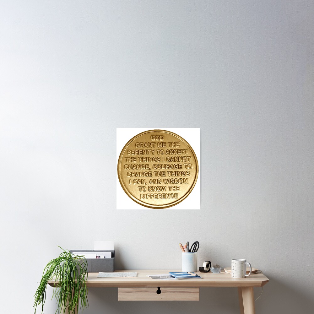 "AA Serenity Prayer Coin" Poster for Sale by SoberTeeCo | Redbubble