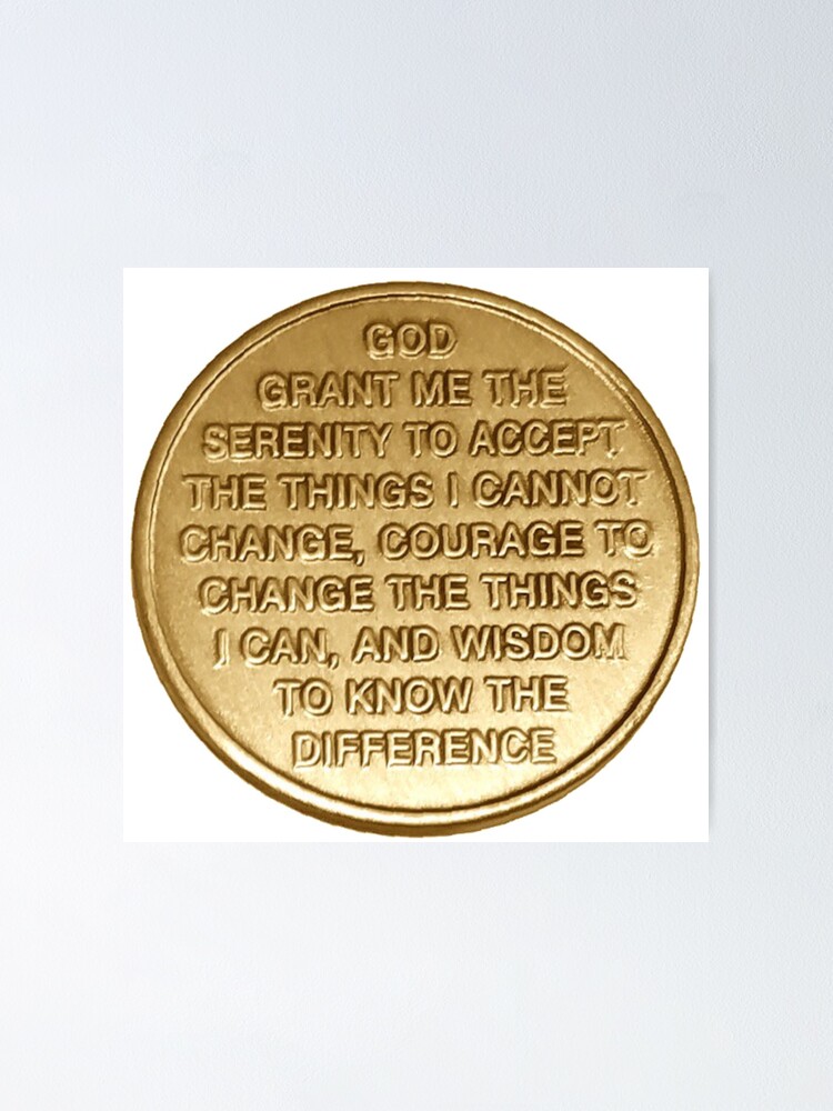 "AA Serenity Prayer Coin" Poster for Sale by SoberTeeCo | Redbubble