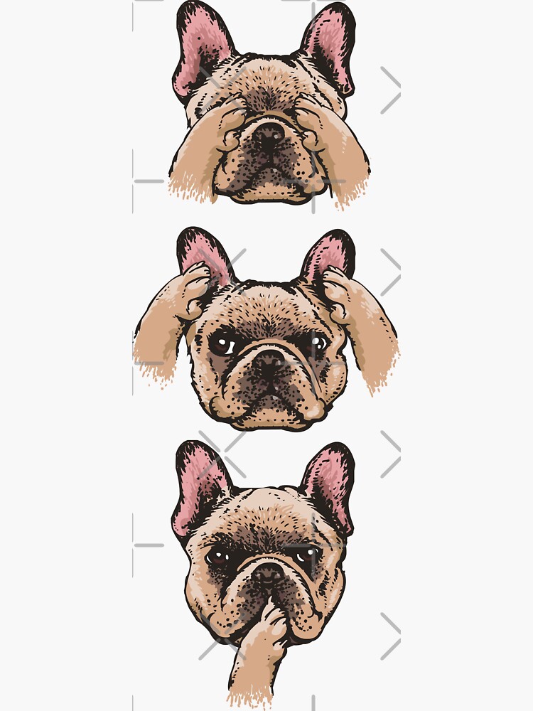 "No Evil Frenchie" Sticker by Huebucket | Redbubble