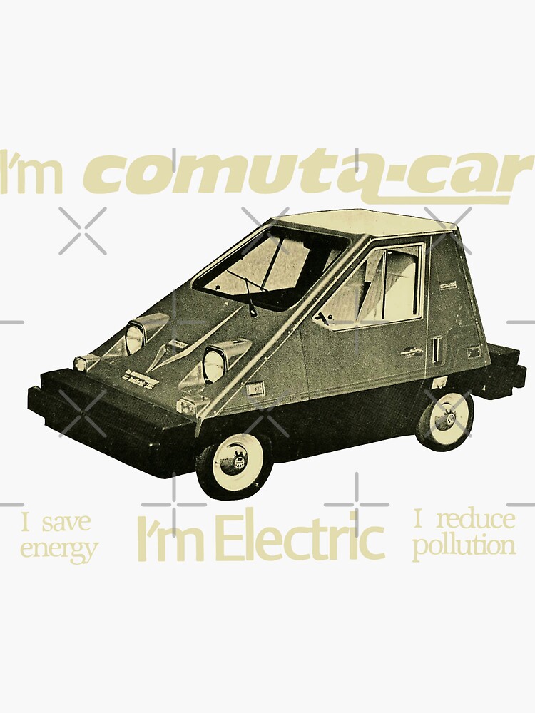 "COMUTA-CAR / CITICAR" Sticker by ThrowbackMotors | Redbubble