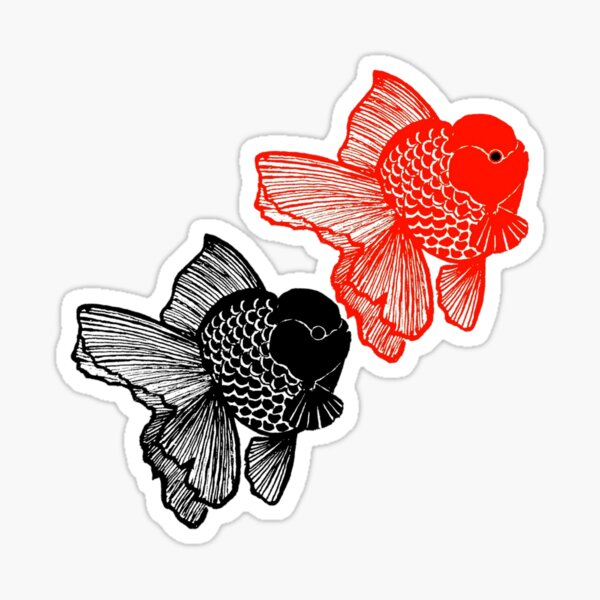 "Oranda Goldfish Full Red Full Black pair 5 Logo" Sticker by Nosnah ...