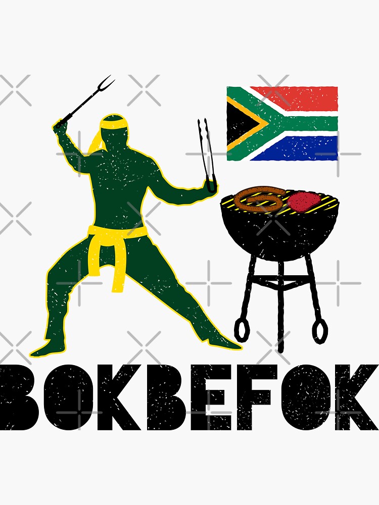 "Bokbefok Braai Ninja Bok Rugby Supporter" Sticker by d247 | Redbubble