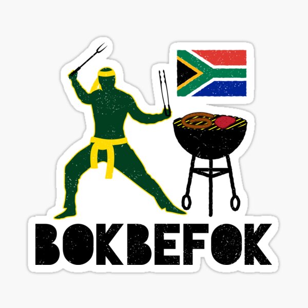"Bokbefok Braai Ninja Bok Rugby Supporter" Sticker by d247 | Redbubble