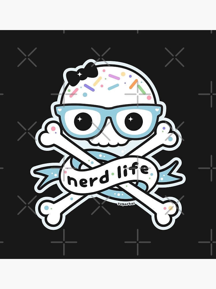 "Nerd Life Skull and Crossbones" Canvas Print by sugarhai | Redbubble