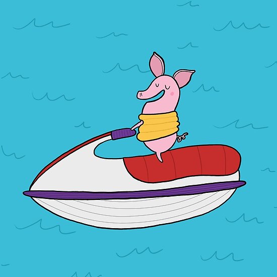 "Jet Ski Pig" Posters by Megan Downing | Redbubble