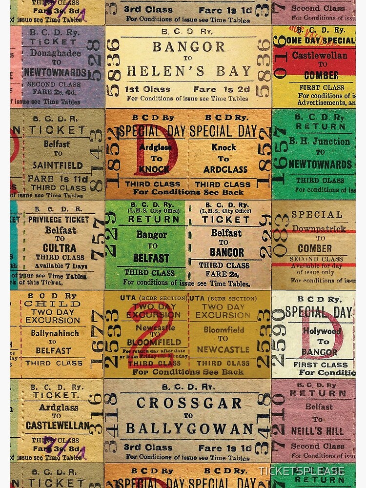"1950s & 1960s Belfast and County Down Railway Tickets " Spiral ...