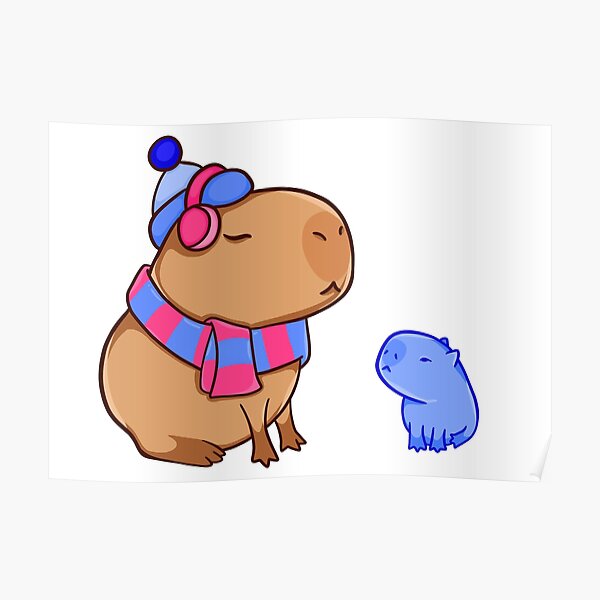 "Capybara and a snow capybara" Poster for Sale by manydoodles | Redbubble
