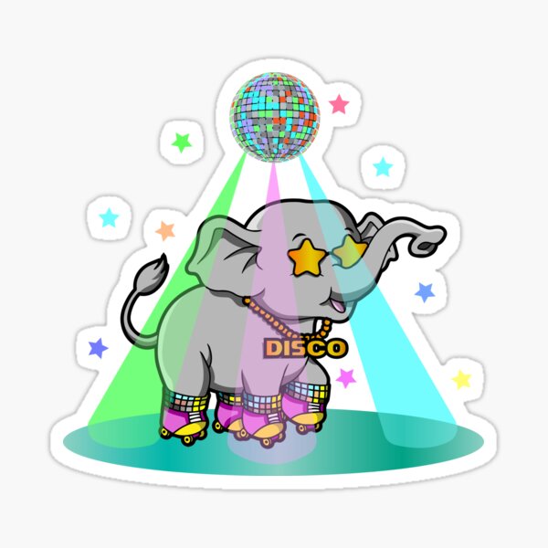 "DISCO ELEPHANT" Sticker for Sale by Dwarf-Monkey | Redbubble