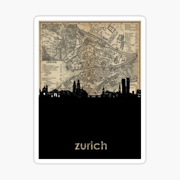 "zurich skyline" Sticker for Sale by BekimART | Redbubble