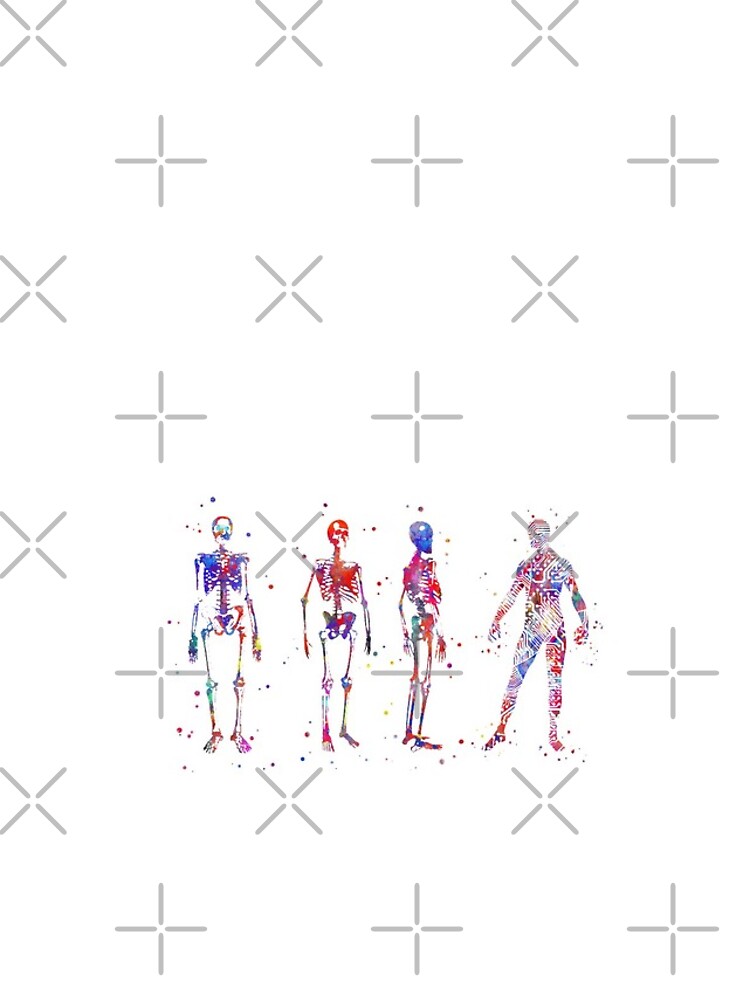 "Skeleton, watercolor skeleton, circuit board man, circuit board ...
