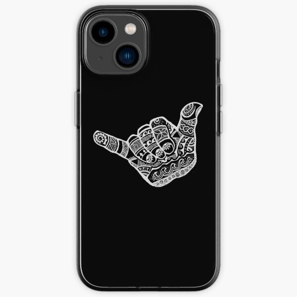 "Hang Loose - Polynesian, Tribal Shaka Hand Sign in White" iPhone Case ...