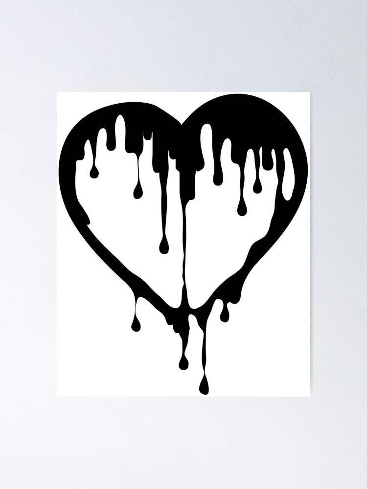 "Dripping Heart BW" Poster for Sale by Zethinova | Redbubble
