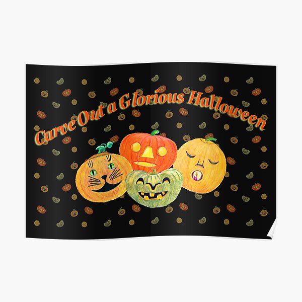 "Jack O' Lantern Group on Black" Poster for Sale by STHoganArtist ...