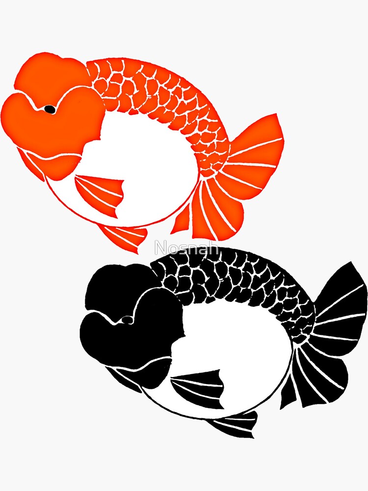 "Ranchu Goldfish Side View Logo Pair" Sticker for Sale by Nosnah ...