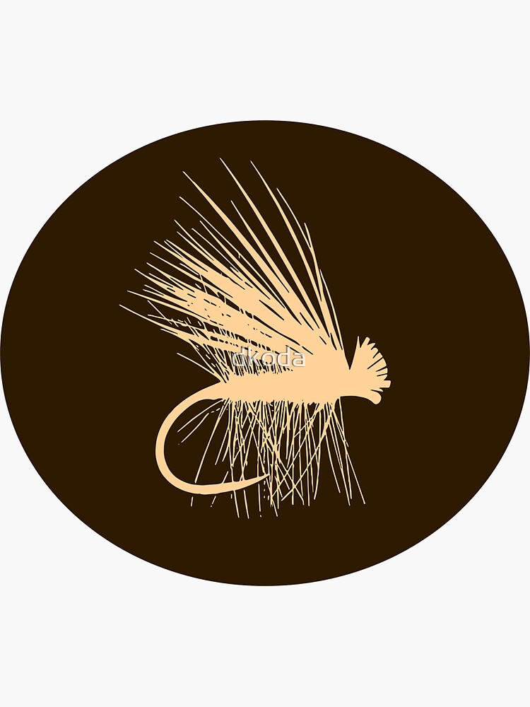 "Elk Hair Caddis Dry Fly Oval" Sticker for Sale by dkoda | Redbubble