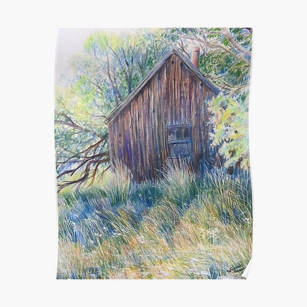 "old shack in the mountains, colored pencil drawing" Poster for Sale by ...