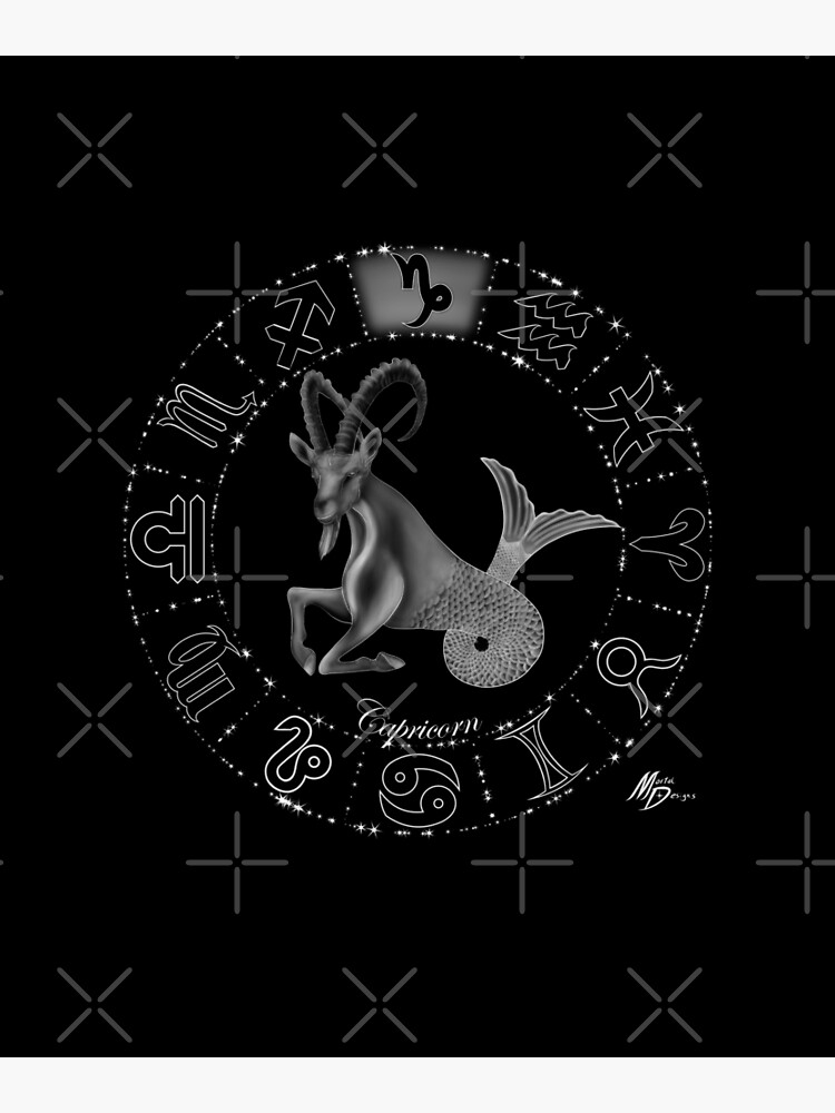 "Capricorn Zodiac the Sea Goat character graphic with star circle ...