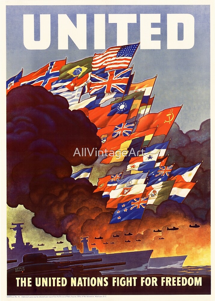"Vintage Patriotic World War 2 US Allies Poster" by AllVintageArt ...