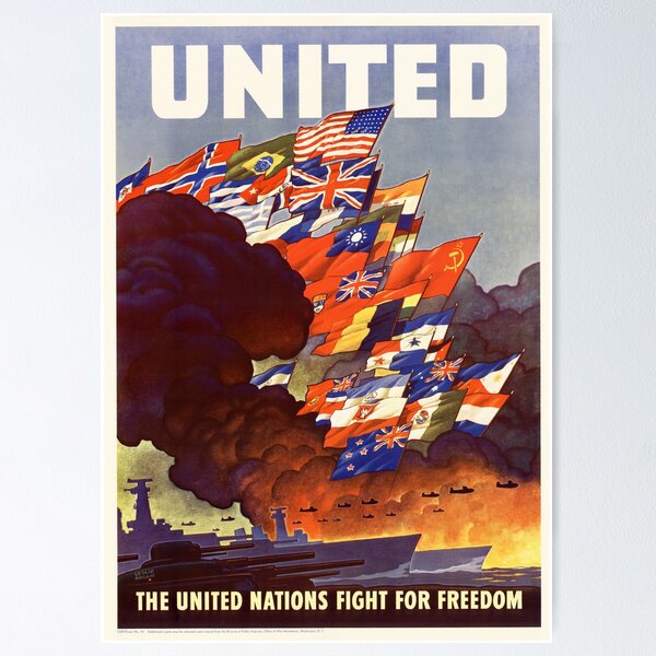 "Vintage Patriotic World War 2 US Allies Poster" Poster for Sale by ...