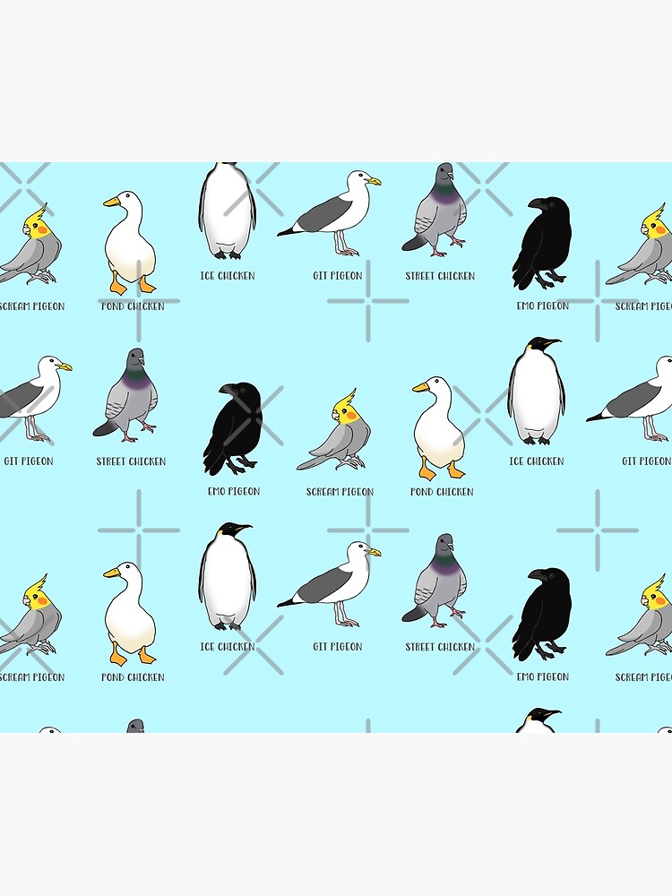 "crow emo pigeon, penguin ice chicken, pigeon street chicken, duck pond ...