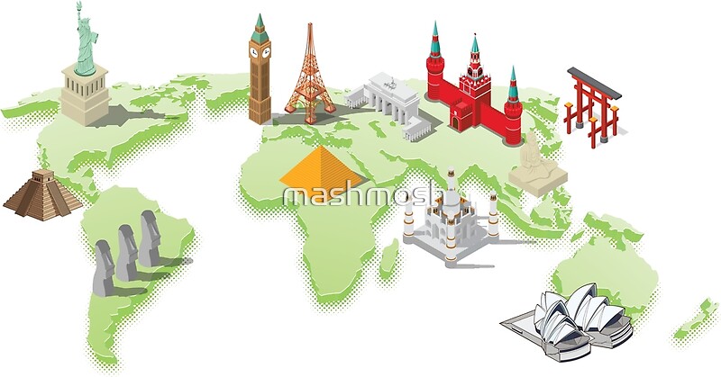 "3D World Famous Landmarks Map Touristic attractions" by mashmosh ...