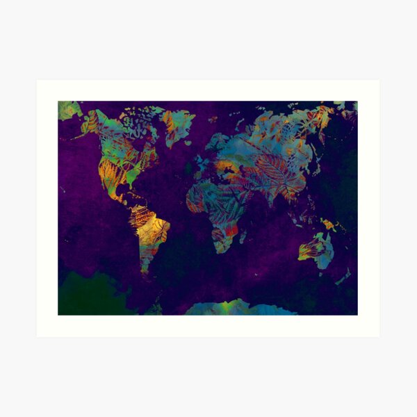 "world map blue yellow #map #worldmap" Art Print by JBJart | Redbubble