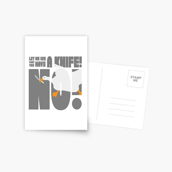 "Mischievous goose with a knife" Postcard for Sale by badgerinafez ...