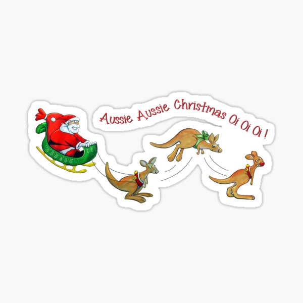 "Santa in Australia with Kangaroo Sleigh" Sticker for Sale by ...