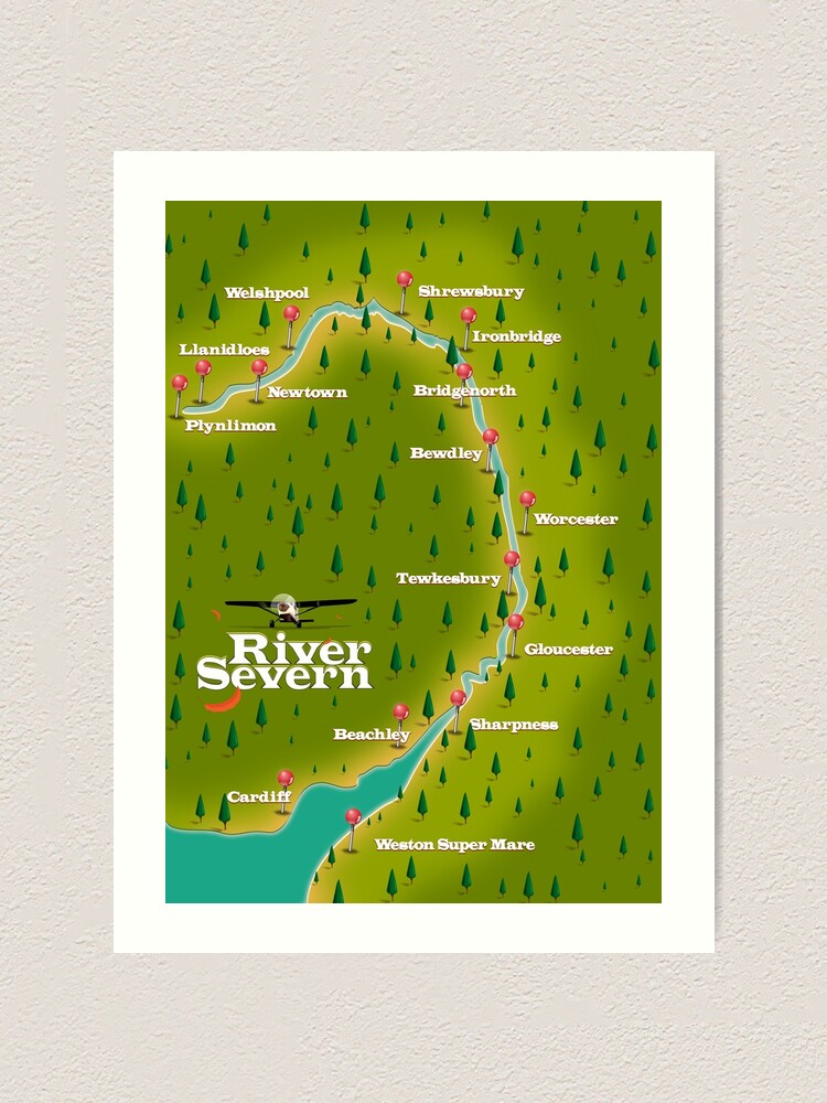 "River Severn Wales England map" Art Print for Sale by vectorwebstore ...