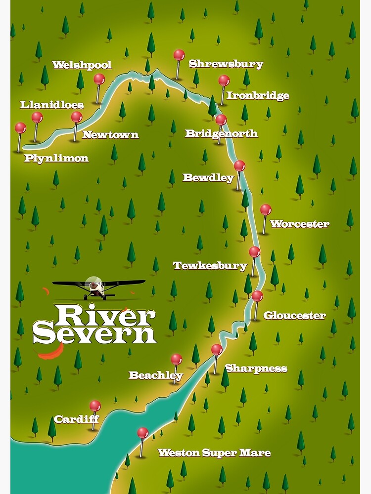 "River Severn Wales England map" Poster for Sale by vectorwebstore ...