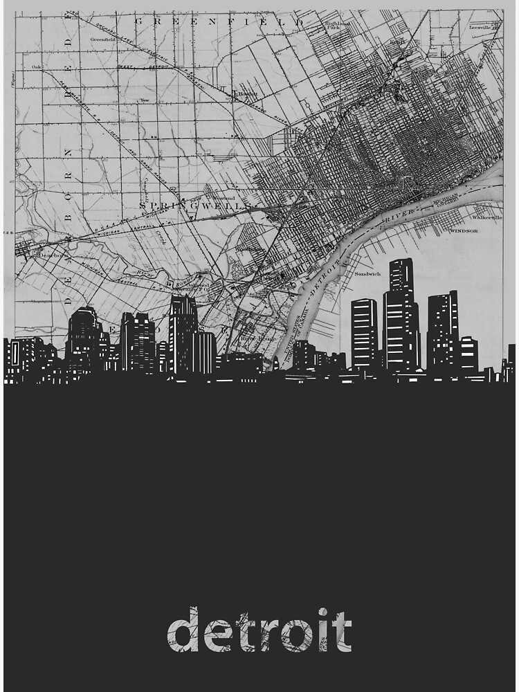 "detroit skyline" Sticker by BekimART | Redbubble