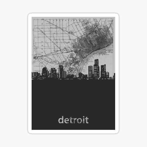 "detroit skyline" Sticker by BekimART | Redbubble