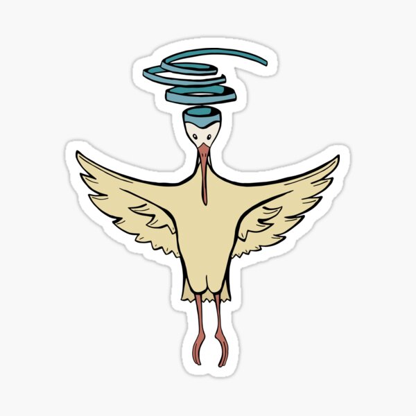 "Brainless Crane Bird is Flying" Sticker for Sale by Otter-Grotto ...