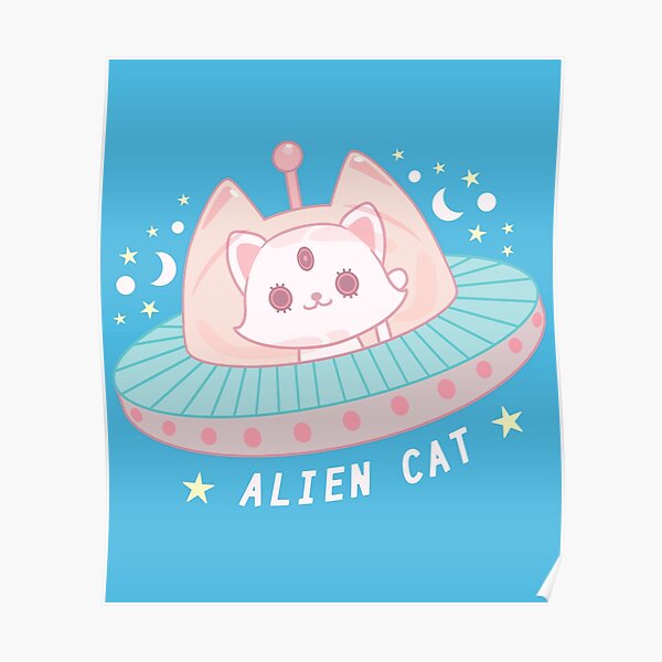 "UFO Alien Cat" Poster for Sale by machmigo | Redbubble