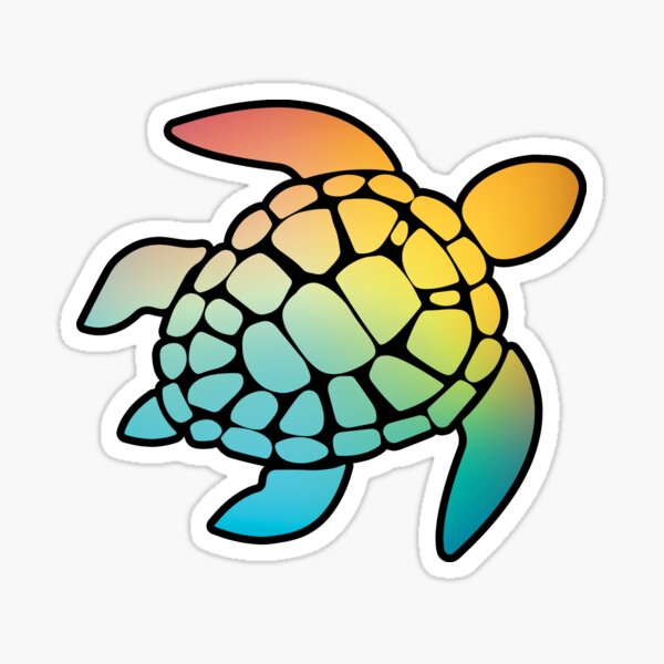"Sea Turtle Plastic Free Save The Sea Colorful Rainbow Turtles" Sticker ...